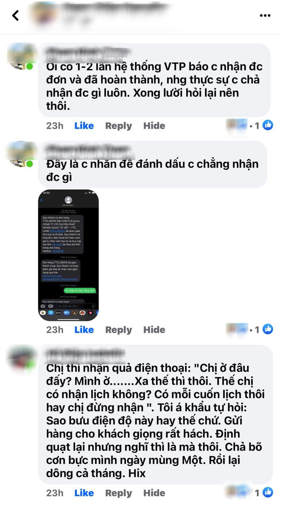 Chưa nhận được hàng nhưng vẫn báo hoàn thành đơn; 'tôi thà vứt đi chứ hơi đâu gửi cho chị'... và ...